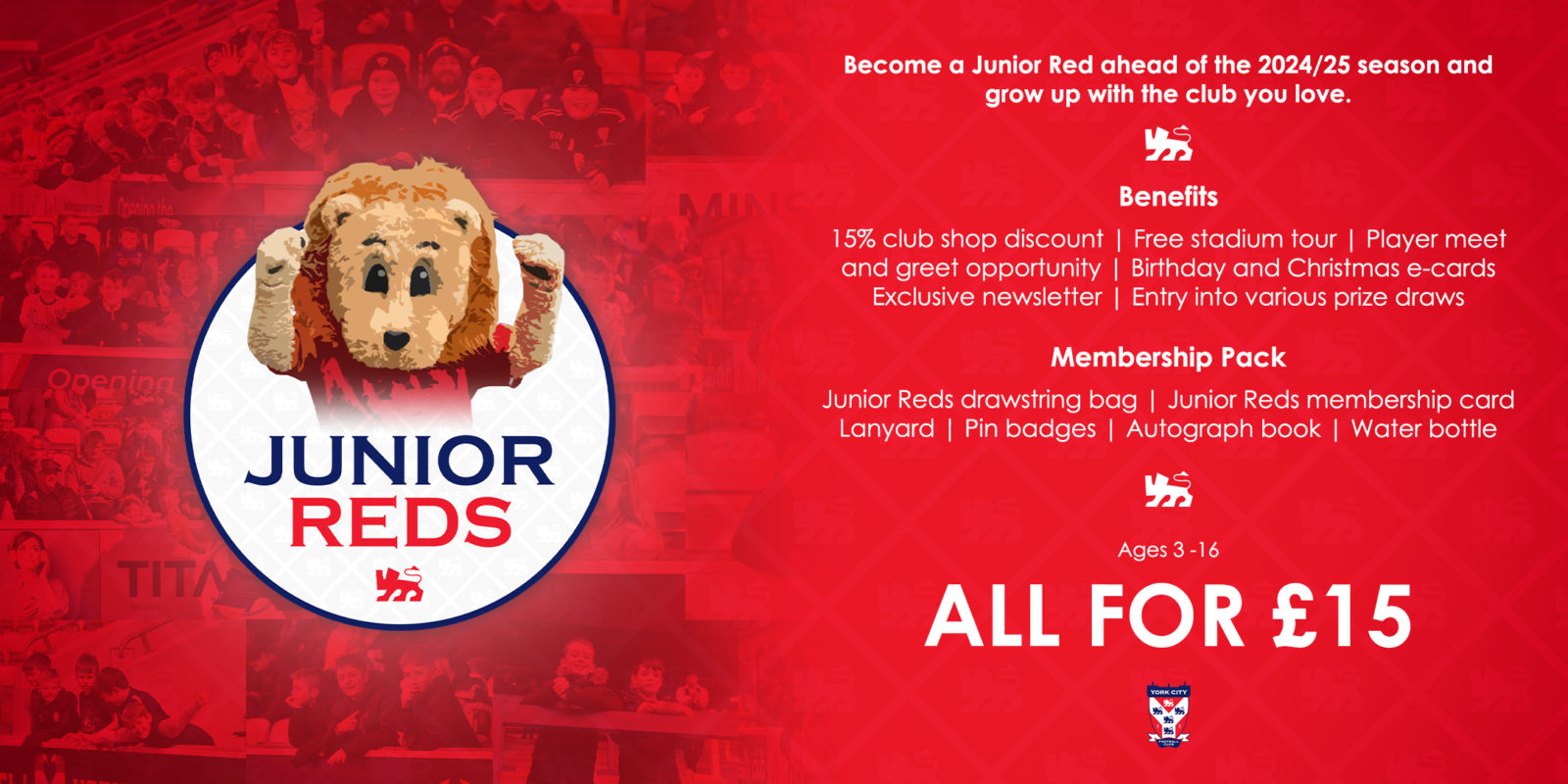 2024/25 Junior Reds Memberships On Sale | York City Football Club